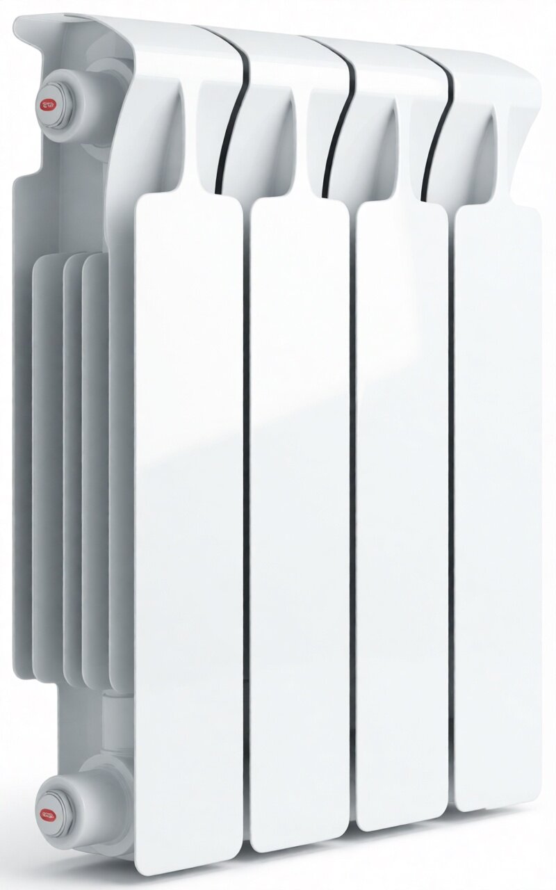 Радиатор биметаллический Rifar Monolit Ventil 350, 04 секции, Нижнее подключение левое (МVL), цвет белый