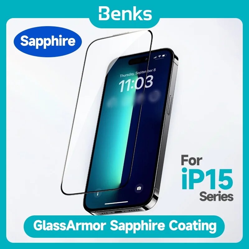 Защитное стекло Benks для iPhone 15 Pro Max, сапфировое покрытие