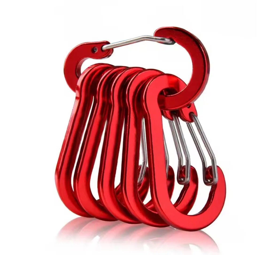 Набор из 6 шт: Карабины из алюминиевого сплава 6Pcs Red