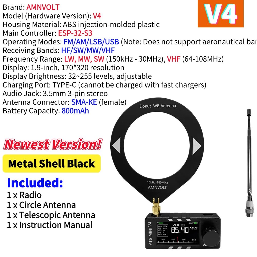 AMNVOLT V4 ATS MINI Радио V4 Metal