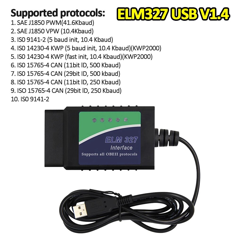 ELM327 USB V1.4 OBD2 адаптер для диагностики