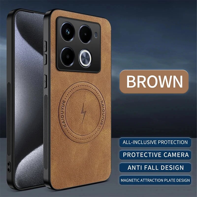 Роскошный Чехол Из Искусственной Кожи Для Infinix Note 50 Pro+ С Infinix Note 50x, Коричневый, Brown