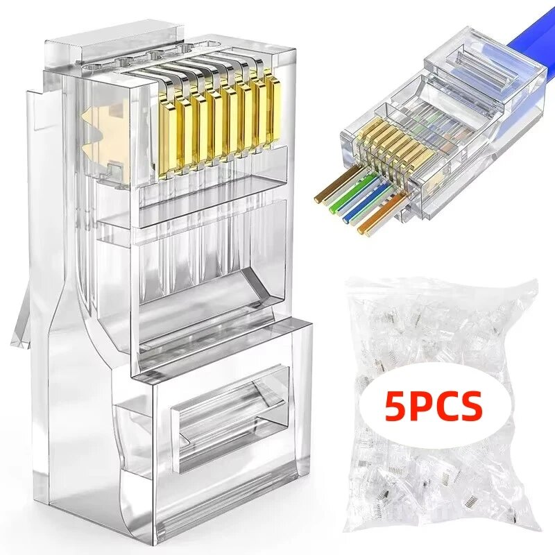 Набор сетевых разъемов RJ45 Cat6 золотого покрытия 100 шт.