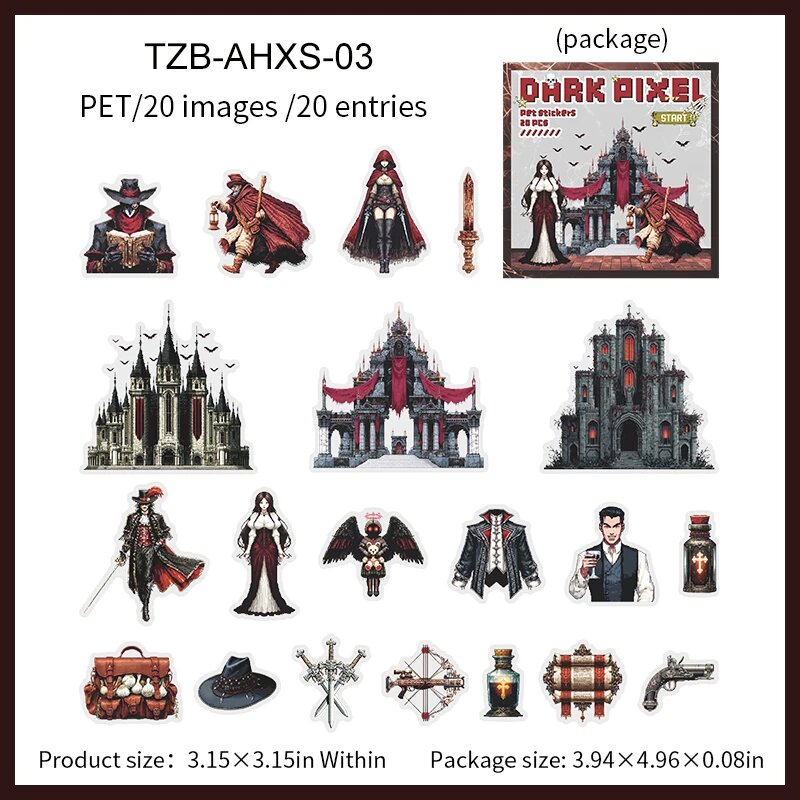 Набор стикеров Dark Pixel Series TZB-AHXS-03, бордовый