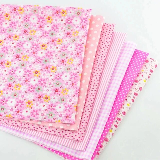 Ткань хлопковая для patchwork, розовый, 7 шт, Color: 303