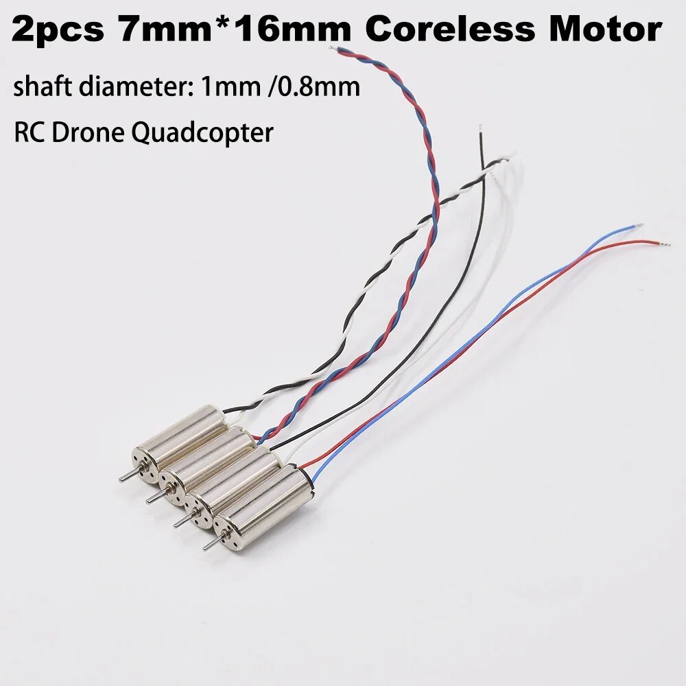 2 шт. Микро-бесколлекторные моторы DC3V 3.7V 7мм*16мм CW/CCW 0.8мм/1мм вал 1mm shaft