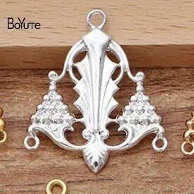 BoYuTe Латунные цветочные подвески 23*27 мм с 3 петлями 50 шт Белый, Silver Plated
