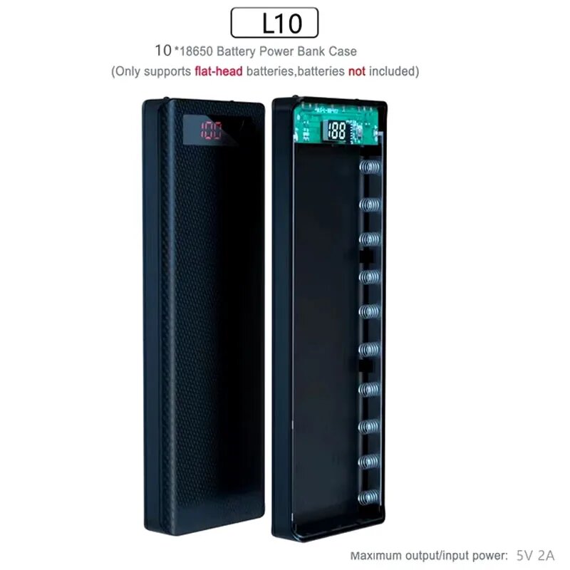 Чехол для Power Bank 10 x 18650, черный