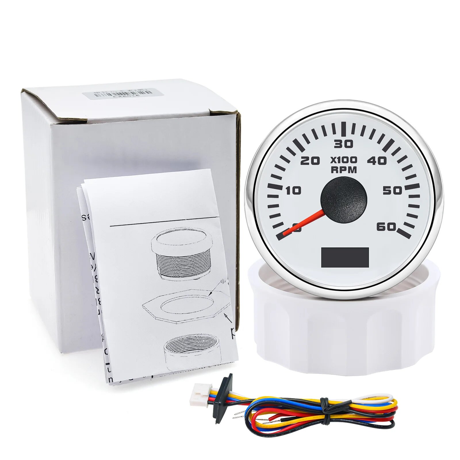Тахометр с красной подсветкой, 12 В, 24 В, 2 дюйма, 52 мм, 30/40/60/70/80 6000RPM WS