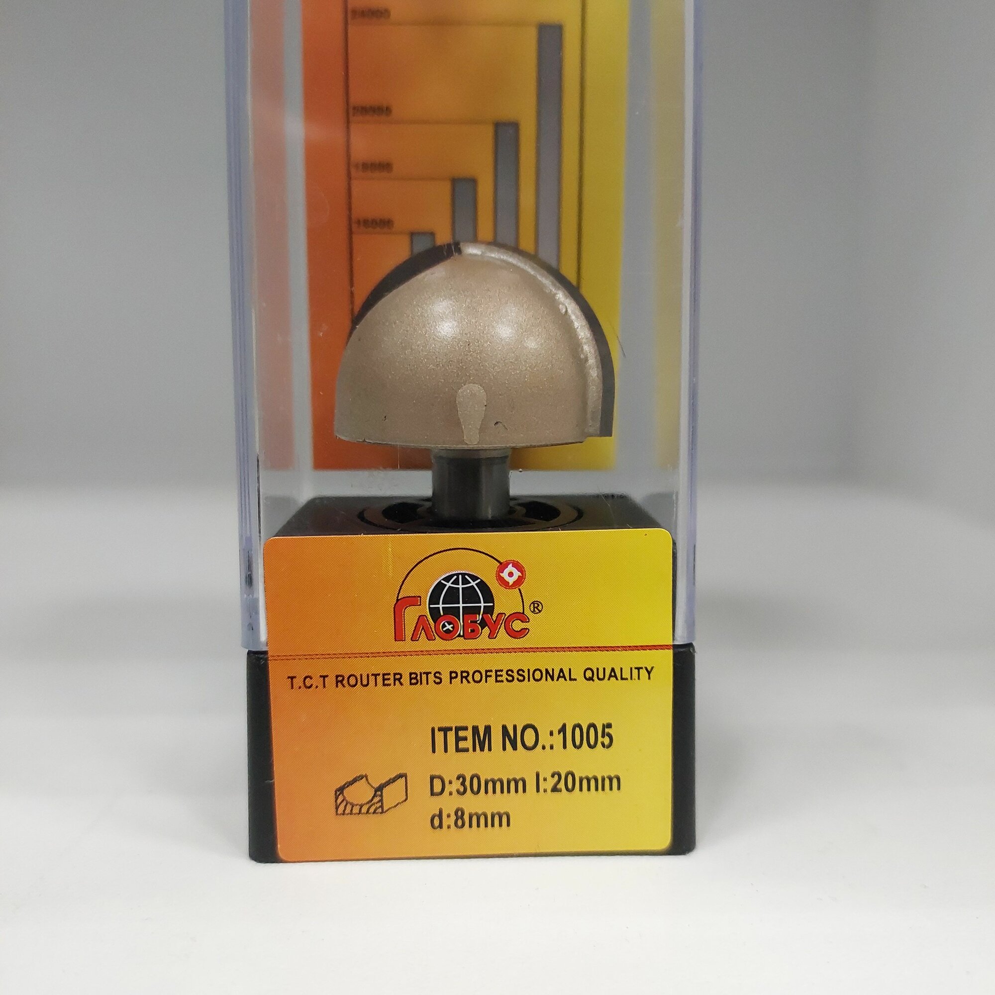 Фреза галтельная диаметр 30 мм Глобус 1005 D:30mm I:20mm d:8mm