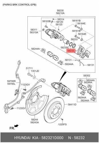Уплотнительное кольцо поршня тормозного суппорта Hyundai / Kia (Mobis) 582321D000