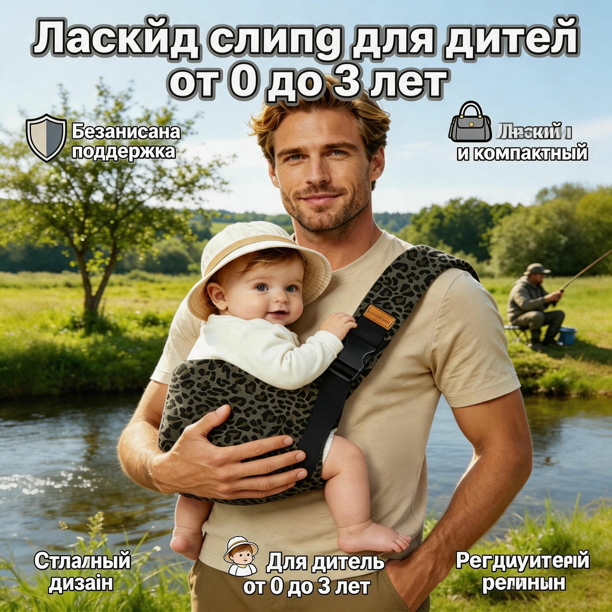 Рюкзак-типа "слинг" для новорожденных для прогулок и путешествий с малышом в поликлинику, магазин