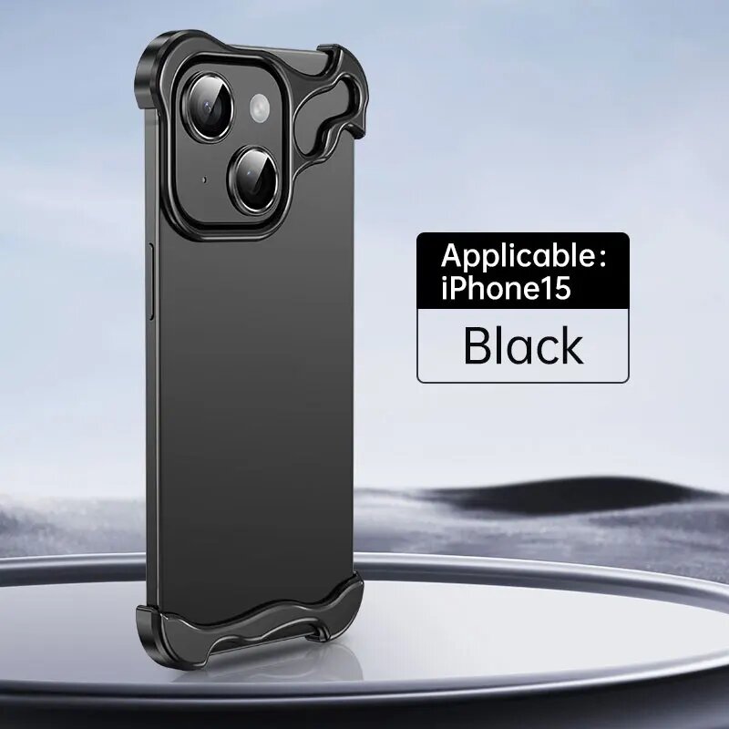 Роскошный Чехол Из Титанового Сплава Alien Для iPhone 15/13/12/14 Черный, Black, iPhone 16 Pro Max