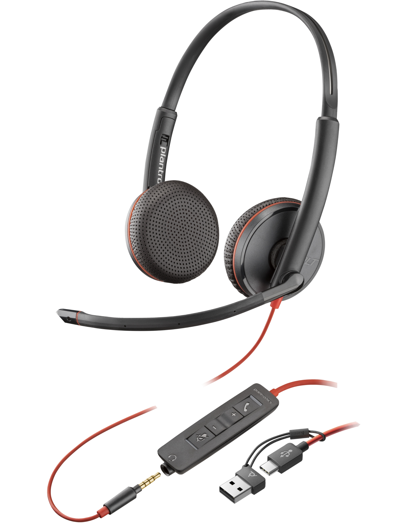 Гарнитура Plantronics Blackwire 3225 8X229A6 Stereo USB-C Headset +3.5mm Plug +USB-C/A Adapter (Bulk)