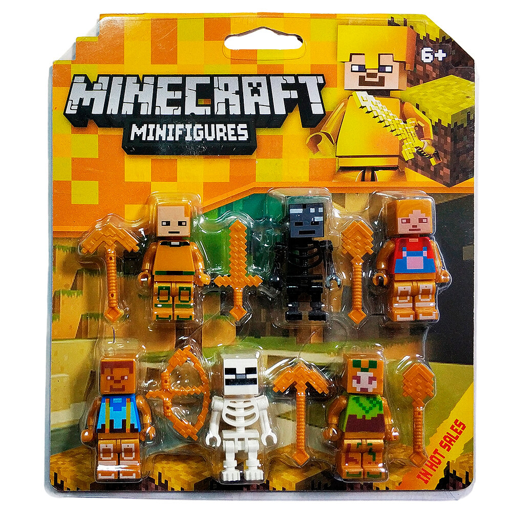 Набор Фигурки майнкрафт My World золотые, 6 штук на блистере
