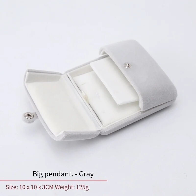 Бархатная подарочная коробка для украшений Серый, Pendant L Grey