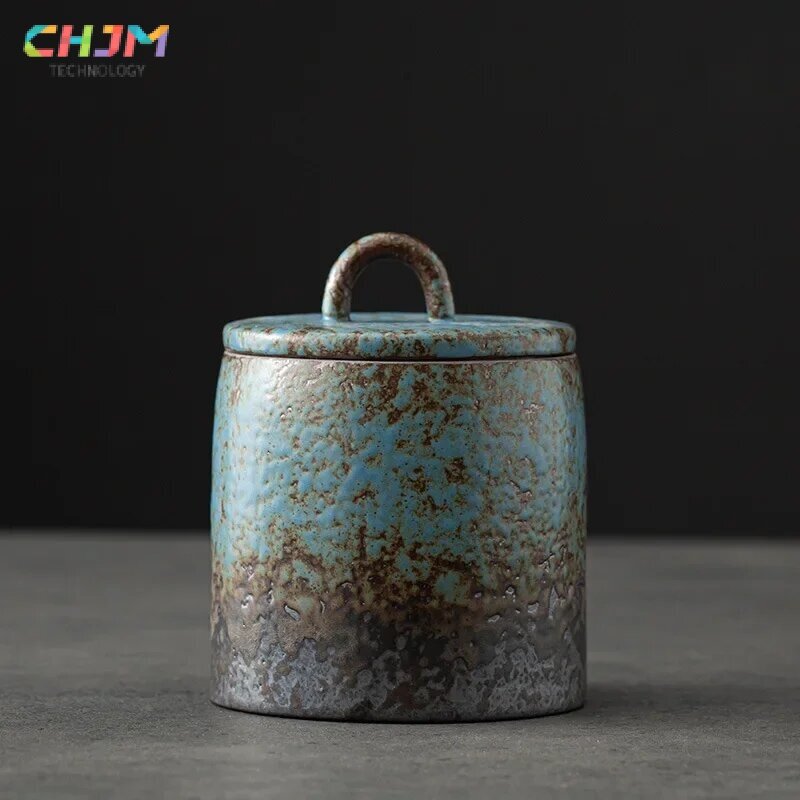 Чайница керамическая бирюзовая, 350ml, премиум，Керамические герметичные банки, банки для чая