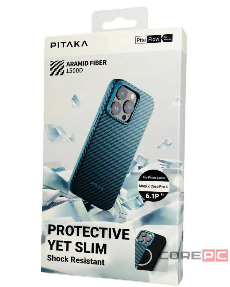Накладка для i-Phone 15 Pro 6.1" Pitaka MagEZ Case Pro 4 Protective Yet Slim синий, кевлар(арамид)