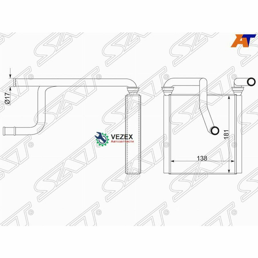 SAT STHD753950 Радиатор отопителя салона HONDA FIT/JAZZ GD1-4 01-07 5D
