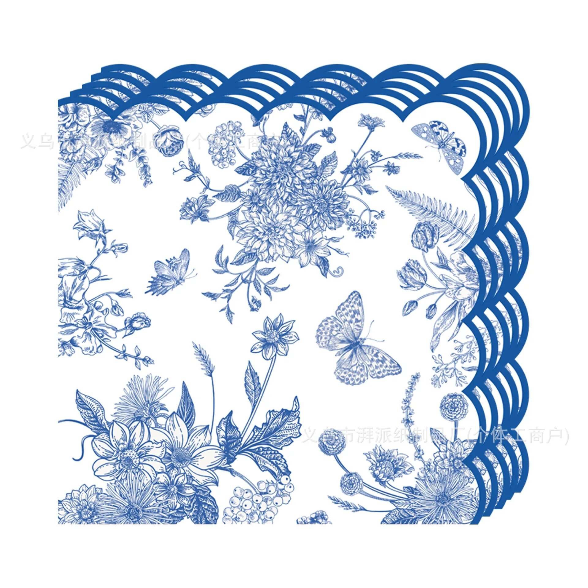 Одноразовая посуда Gooparty сине-белая с цветочным узором 10pcs napkins