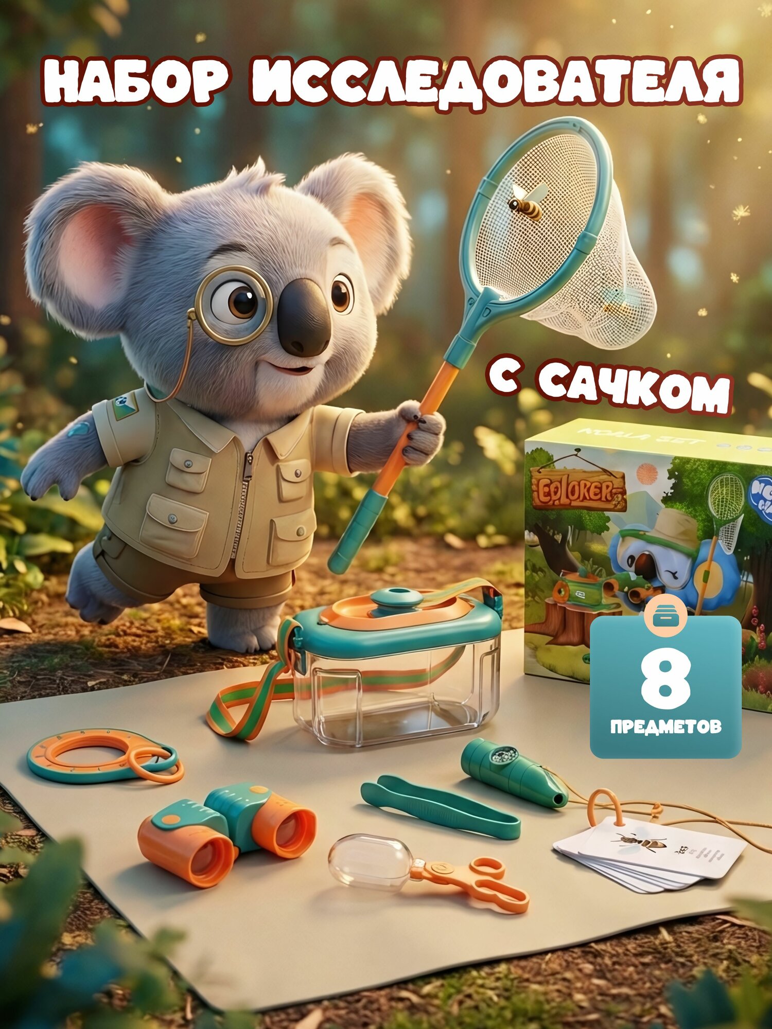 Набор для изучения насекомых с сачком/ игровой набор / юный натуралист