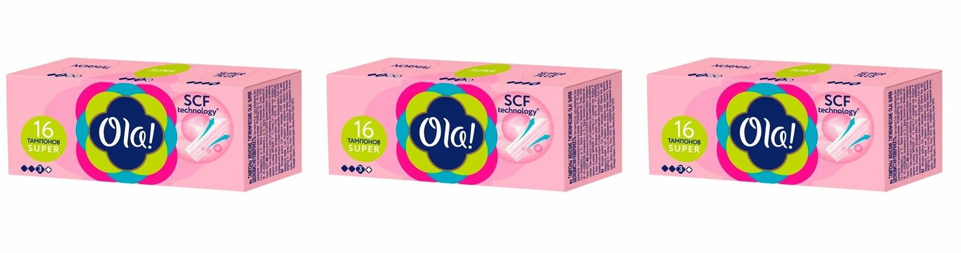 Ola Тампоны женские гигиенические Super Шелковистая поверхность, 16 шт/уп, 3 упаковки