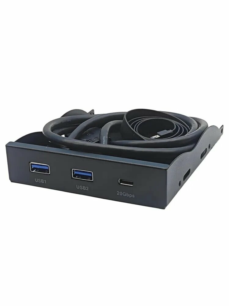Планка USB на переднюю панель U3H-616, 3,5", 2*USB3.0+1*TypeC, черная, металл, подсоединение к мат. плате