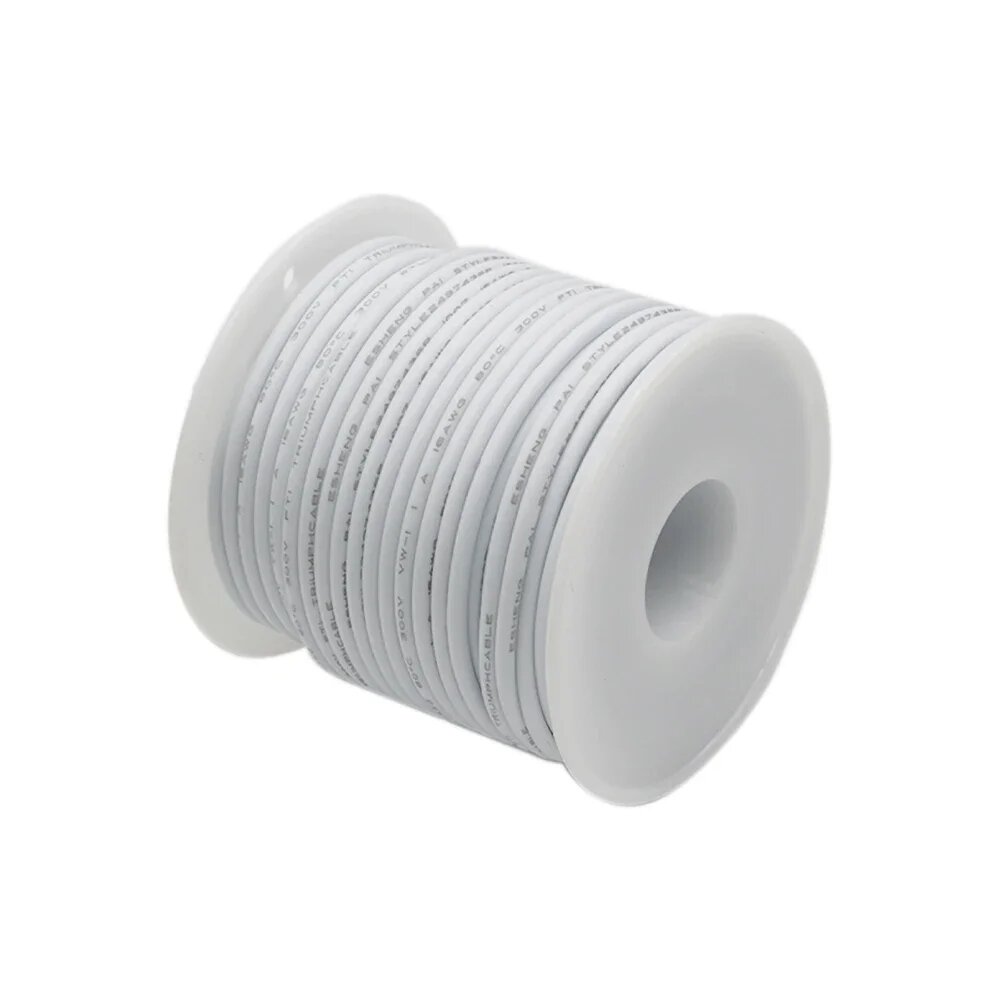 Набор из 6 разноцветных силиконовых проводов AWG 12-30 30AWG-100m eachcolor, Белый, White