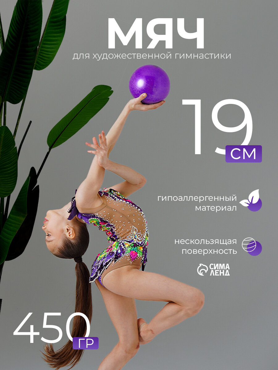 Мяч для художественной гимнастики Металлик, d19 см, фиолетовый