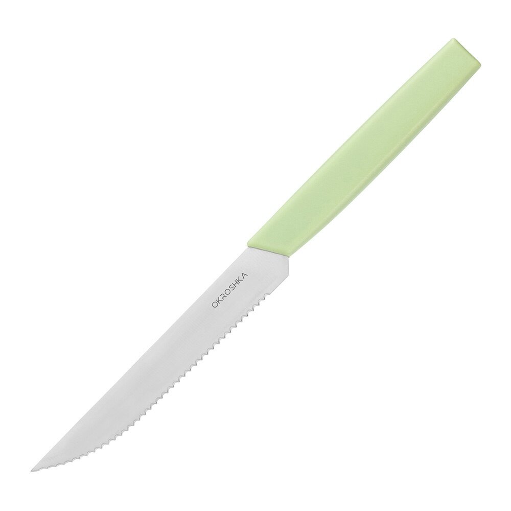 OKROSHKA OK225P-GN-STS Нож для стейка okroshka салат, лезвие 12 см, с серрейторной заточкой, зеленая ручка