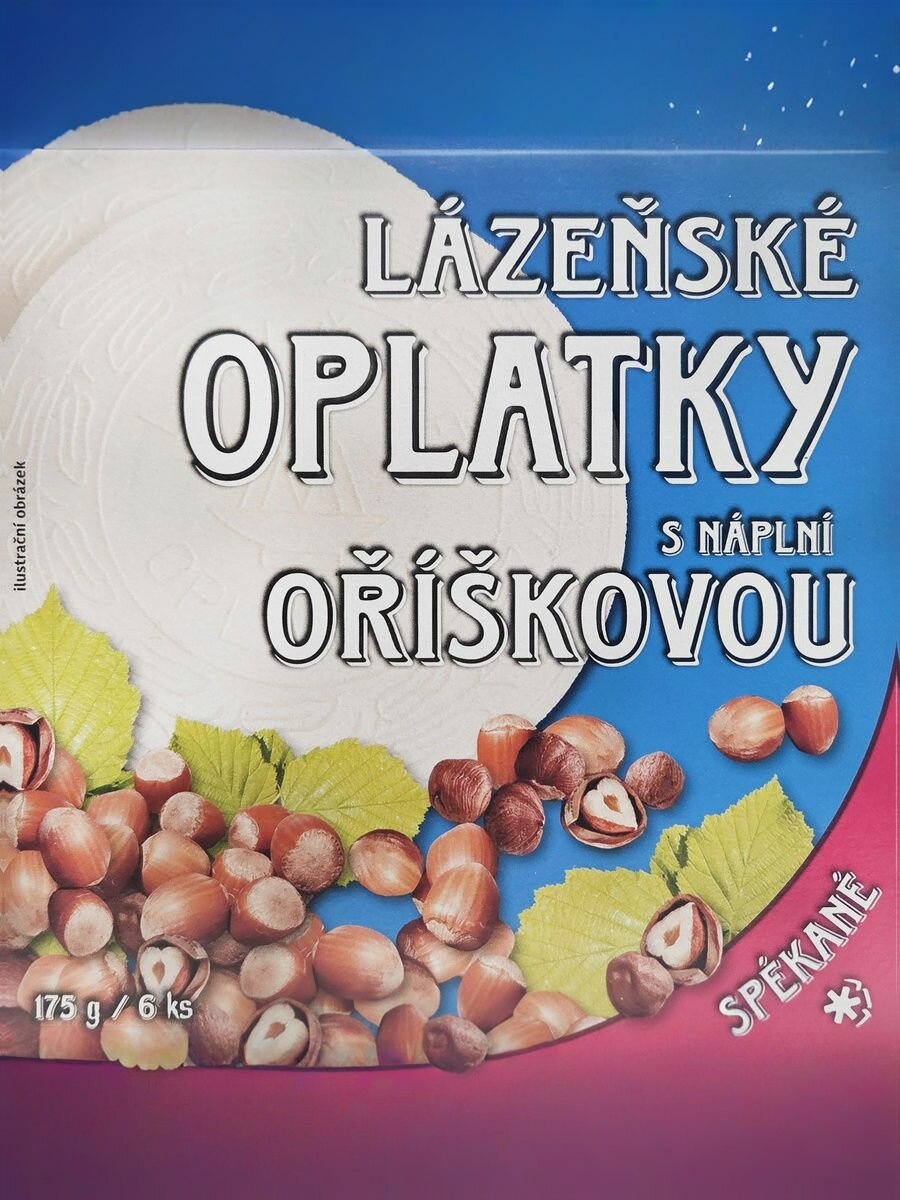 Оплатки Lazenske oplatky (чешские вафли) с начинкой из ореха (классические), 175 гр * 5 пачек, в каждой пачке по 6 оплаток