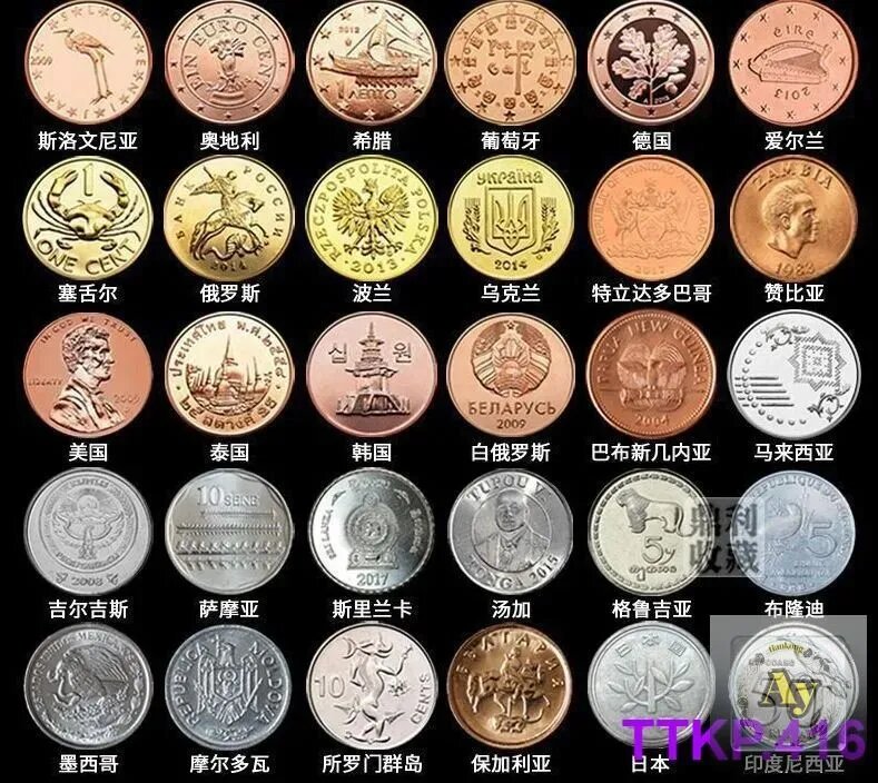 Набор из 30 разных иностранных монет
