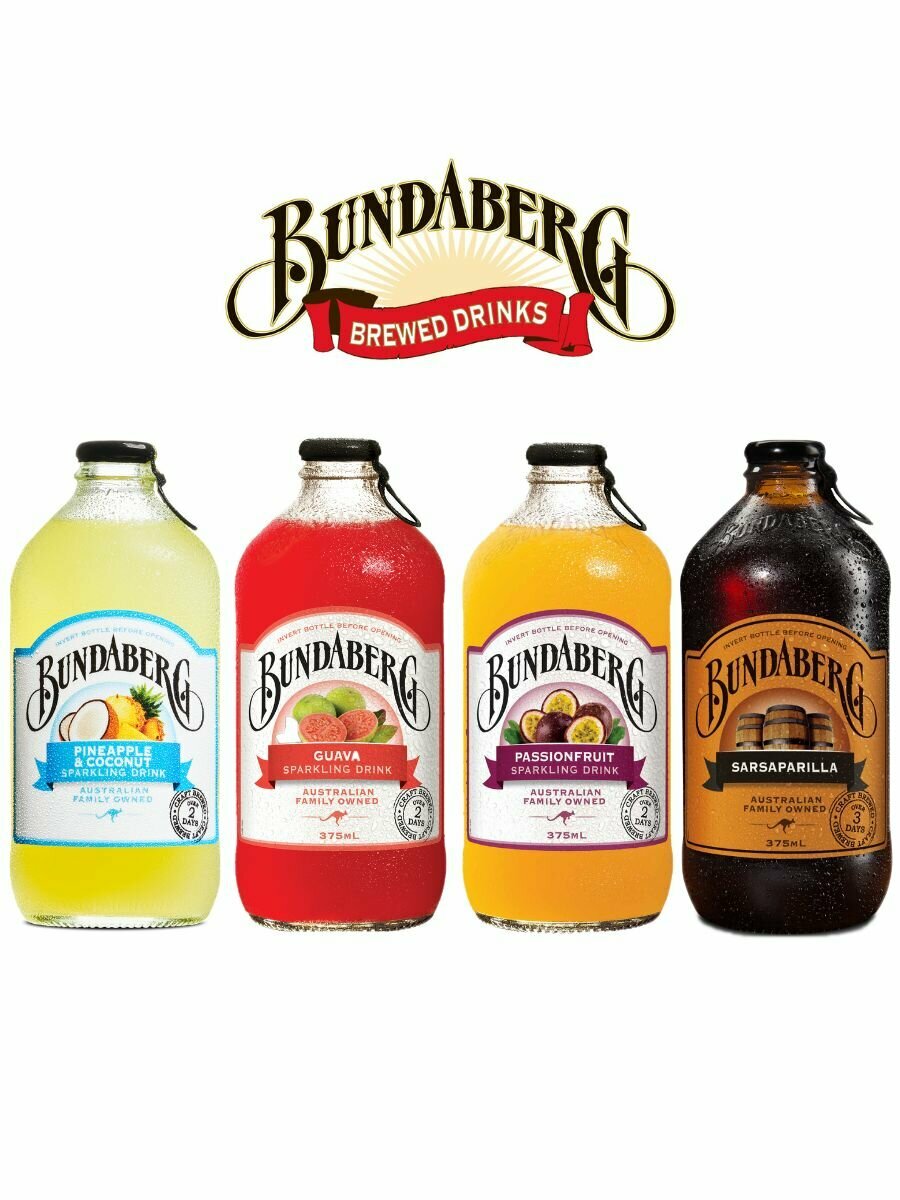 Лимонад ферментированный Bundaberg Австралия 375мл. Ассорти №2, упаковка 4 шт.