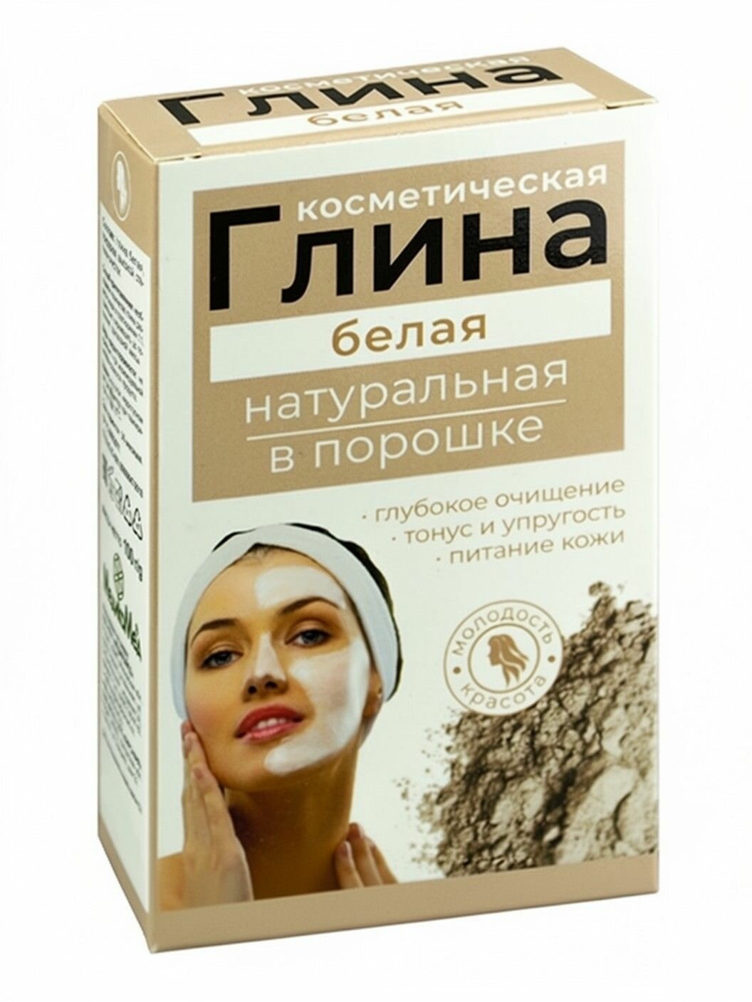 Глина косметическая белая МедикоМед, 100 г, маска для лица и волос, порошок в коробке