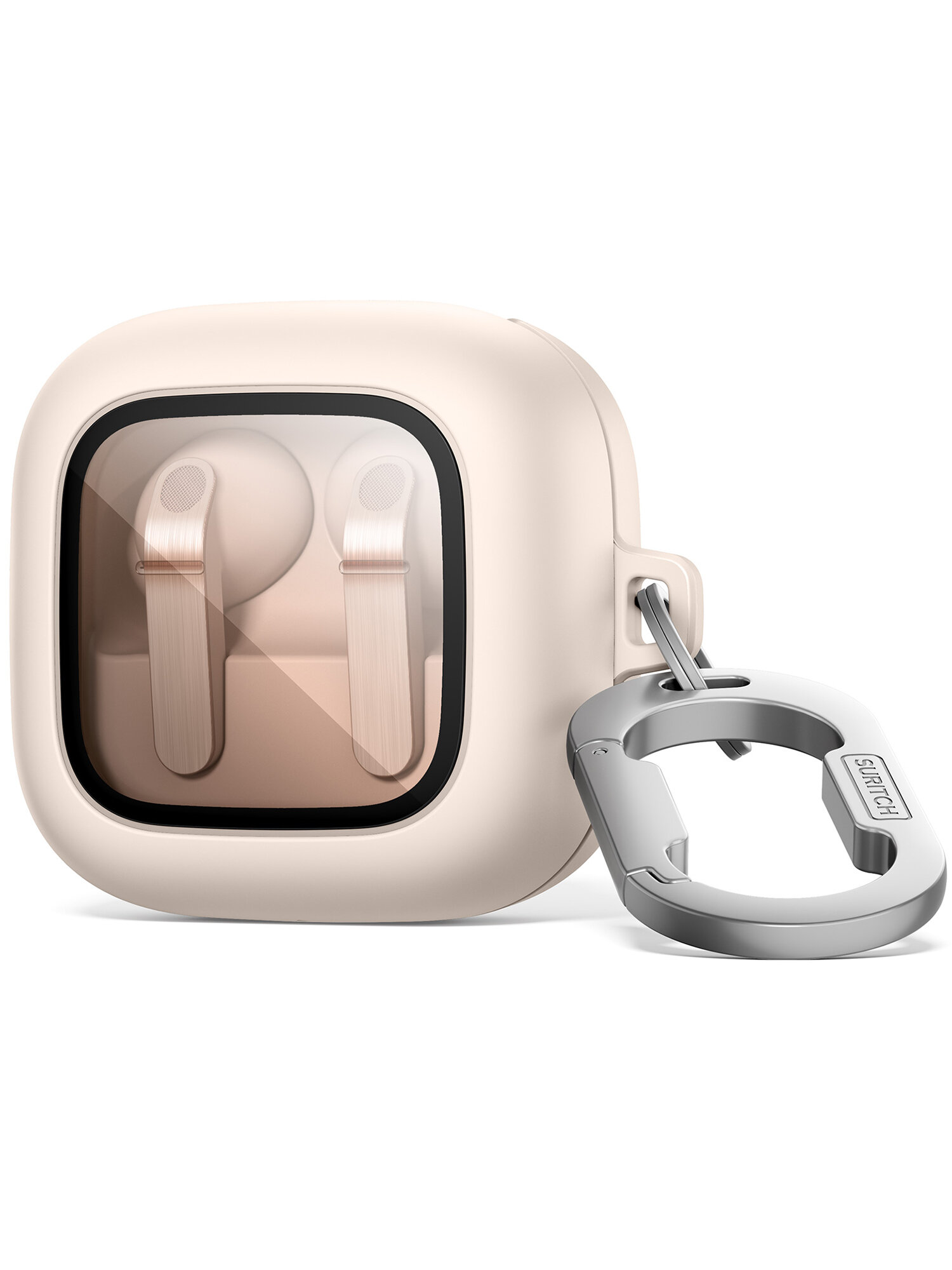 Магнитный чехол SURITCH для Samsung Galaxy Buds 4 Pro и Buds 4, с карабином, светло-розовый