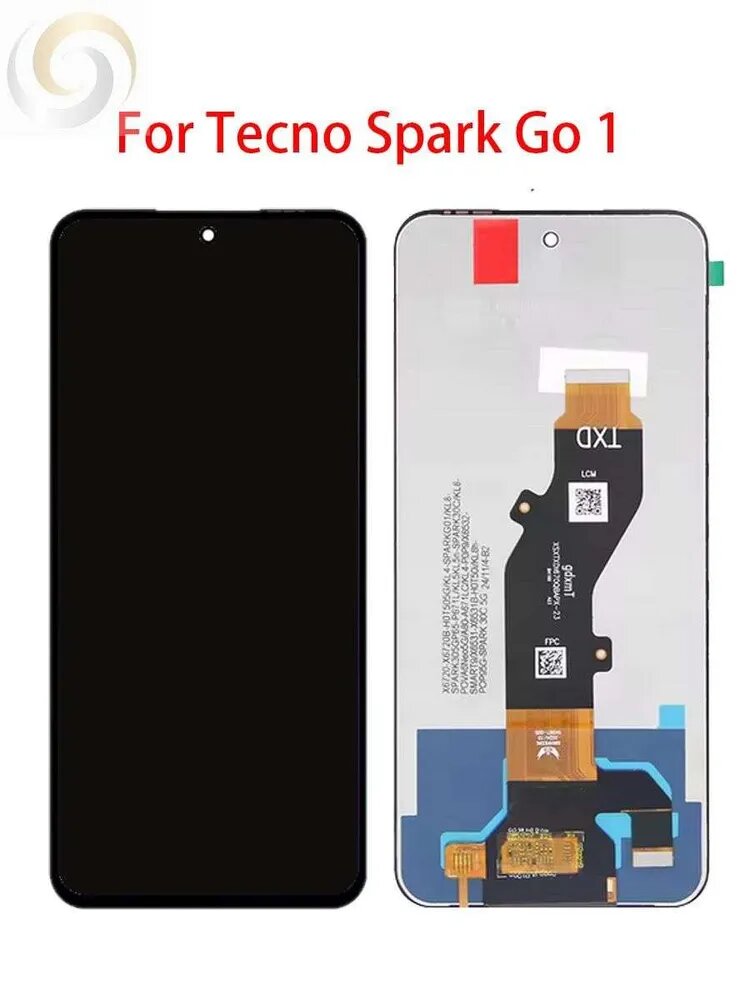 Дисплей на Tecno Spark Go 1, Go1 в сборе с тачскрином Черны