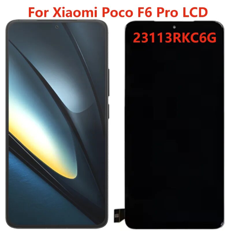 6,67-дюймовый AMOLED-дисплей F6 Pro с рамкой, черный, для Xiaomi POCO F6 Pro 23113RKC6G. Сенсорный экран, дисплей, модуль диджитайзера, запасные части для ремонта.