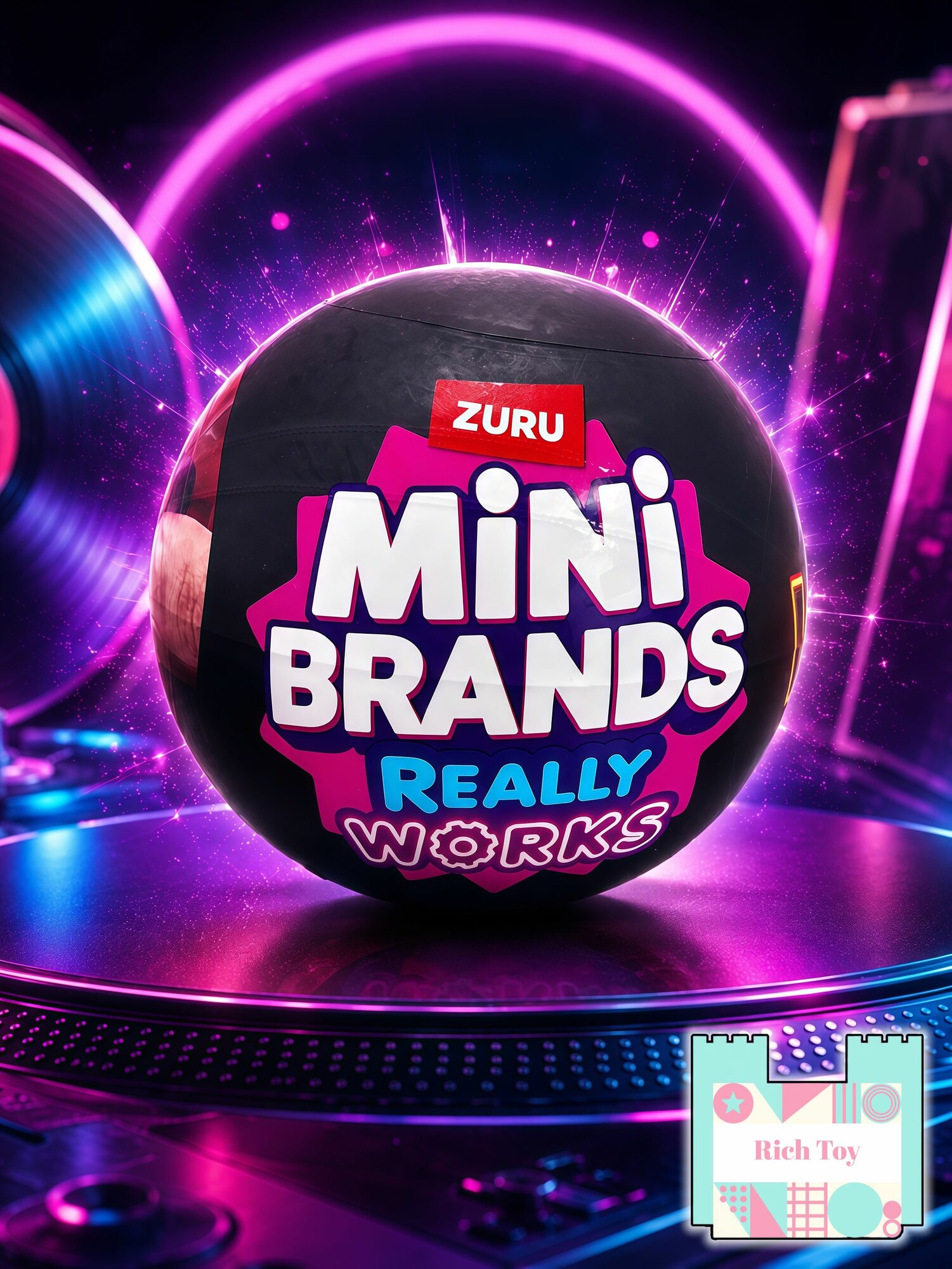 ZURU Mini Brands Really Works Vinyl, капсула-сюрприз с мини-виниловыми пластинками, 4 мини-альбома и 1 аксессуар, коллекционная игрушка
