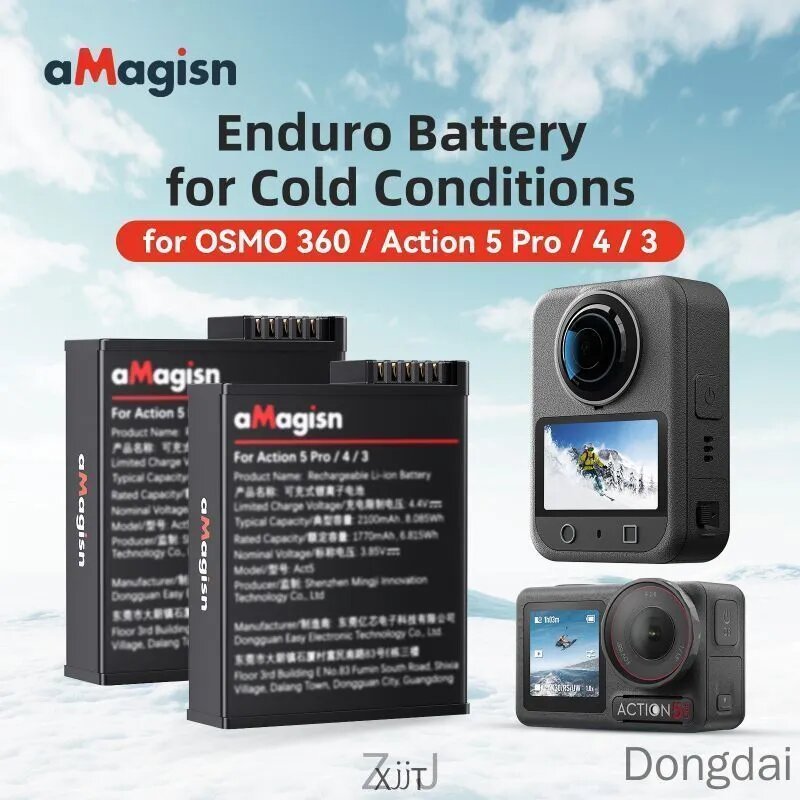 AMagisn Для Osmo 360 Action 5Pro/4/3 Низкотемпературная батарея с полным декодированием Аккумуляторных аксессуаров