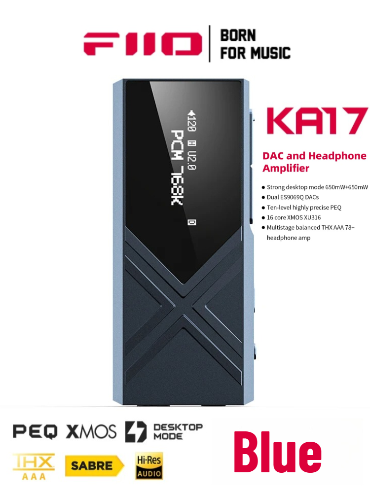 FiiO KA17 Hi-Res Аудио HIFI Декодер Dual ES9069Q 3,5 Мм 4,4 Мм USB DAC AMP Настольный Усилитель Для Наушников