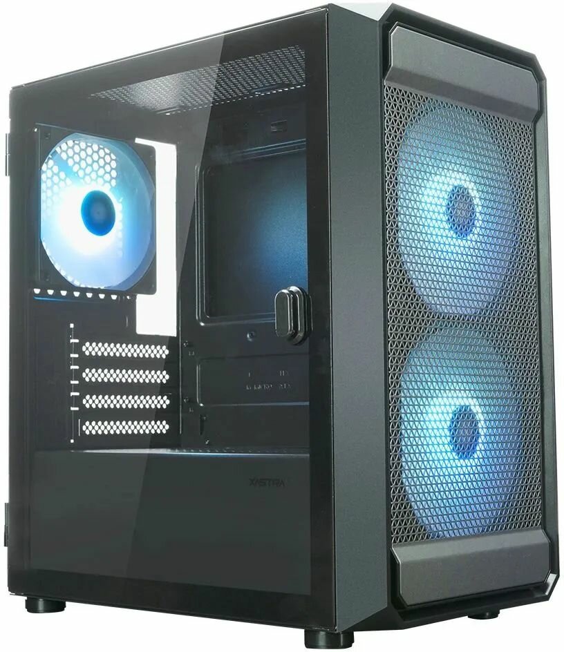 Корпус для ПК XASTRA A303M, Micro-ATX, 2-USB 2.0; 1-USB3.0, 2x140mm + 1x120mm ARGB PWM fans, без БП, черный (A303M-2FC14A-1FC12A-C6-D)