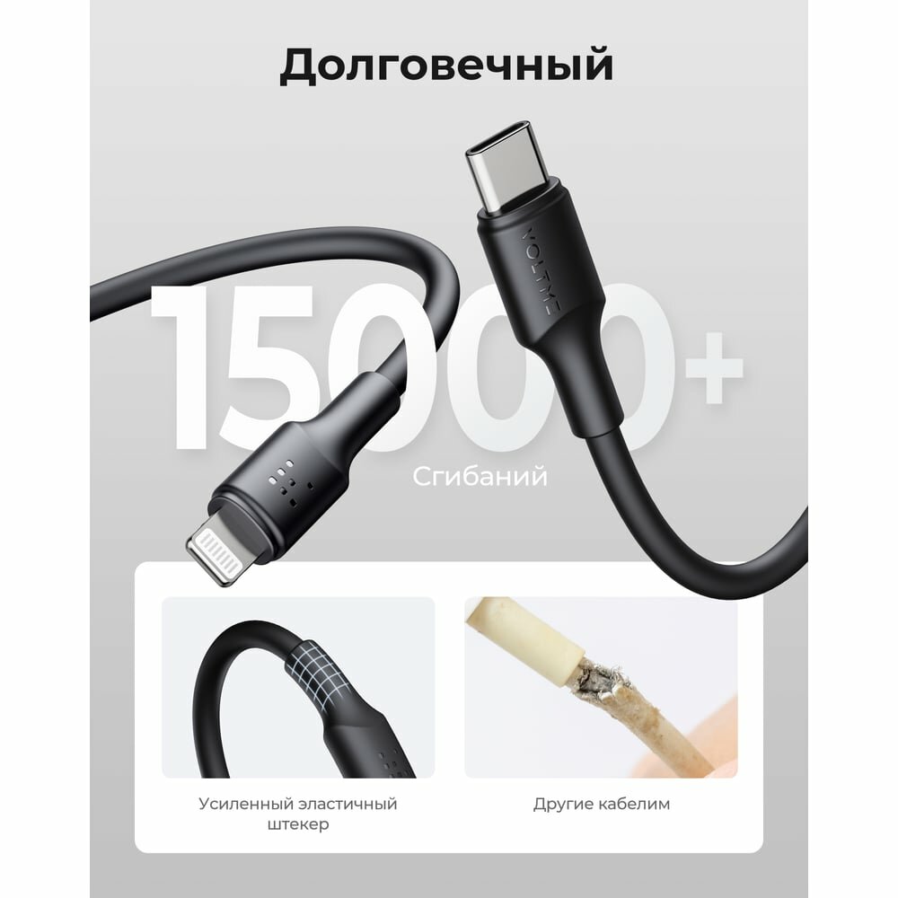 Кабель VOLTME USB2.0 Powerlink EDC CTL Lightning - USB-C (3A) 2.0M Черный C2292 — фото 1