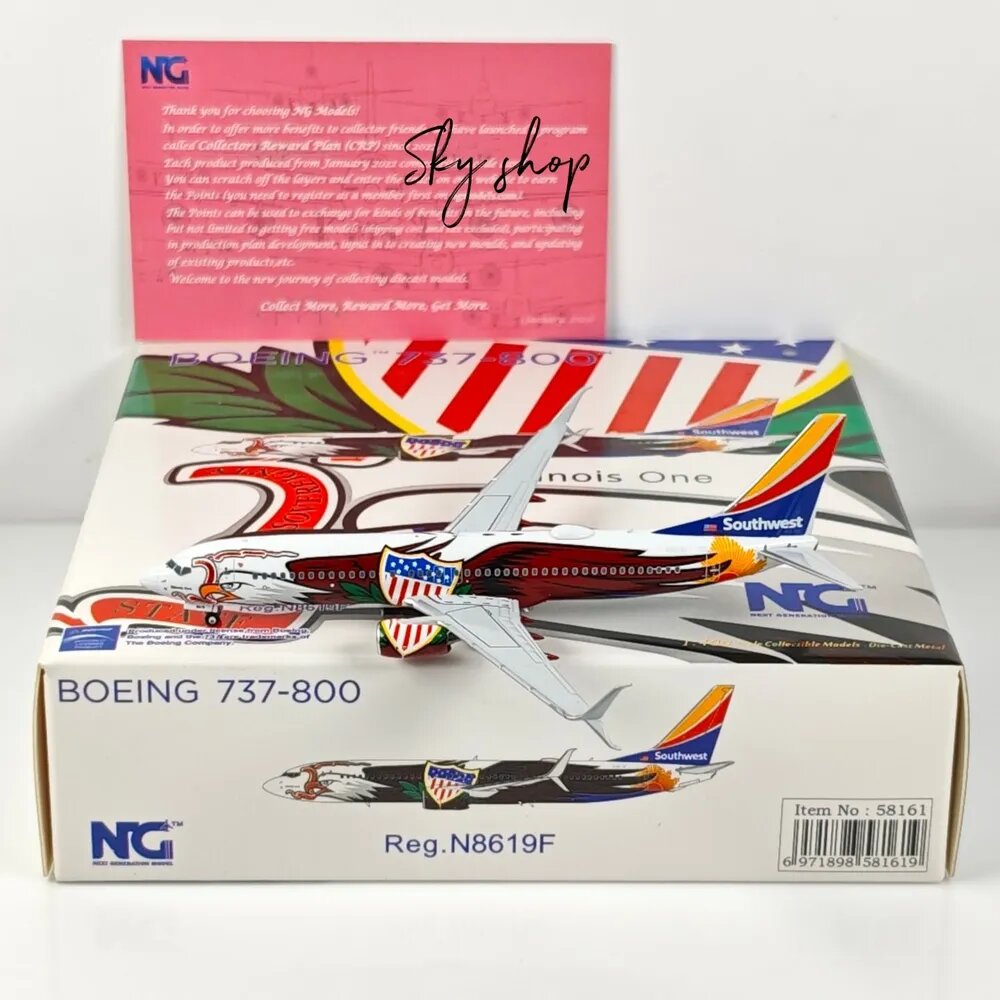NG Models 1:400 модель самолета металлическая, Southwest Airlines Боинг B737-800