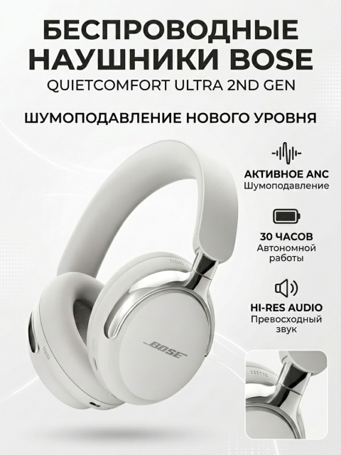 Беспроводные наушники Bose QuietComfort Ultra 2nd Gen White/Белый
