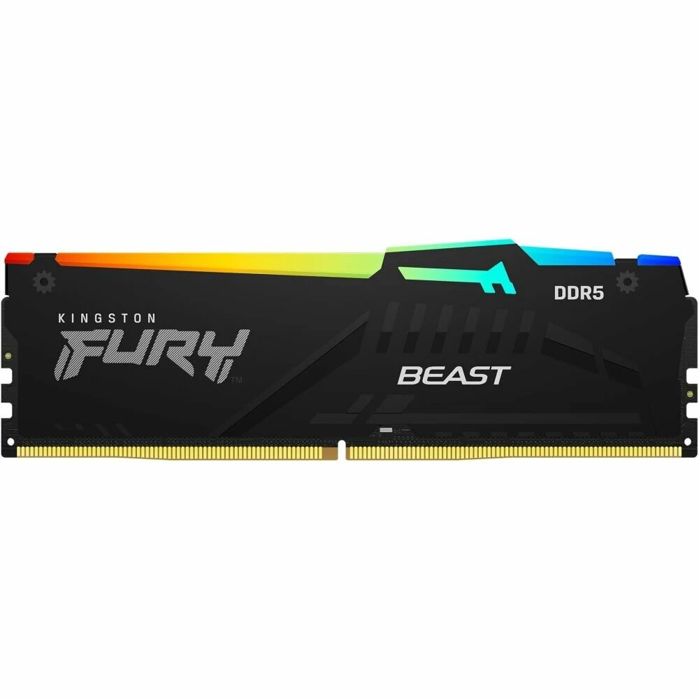 Оперативная память Kingston Fury Beast, DDR5, 8GB (1x8GB), 6000MHz, CL36, DIMM, с радиатором, RGB, черный