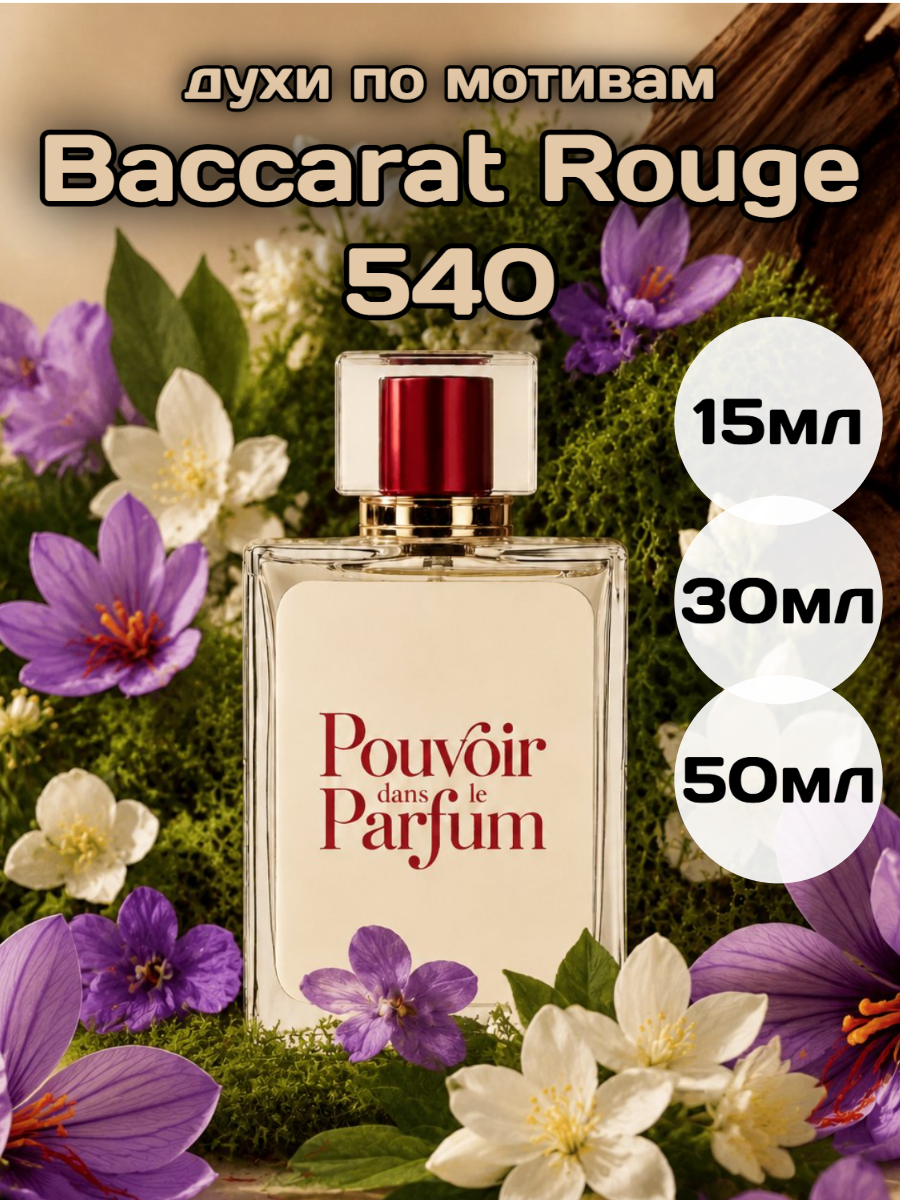 Духи "Pouvoir Dans le Parfum" B 22 по мотивам Baccarat Rouge 540 для мужчин и женщин, восточные, цветочные 15 мл