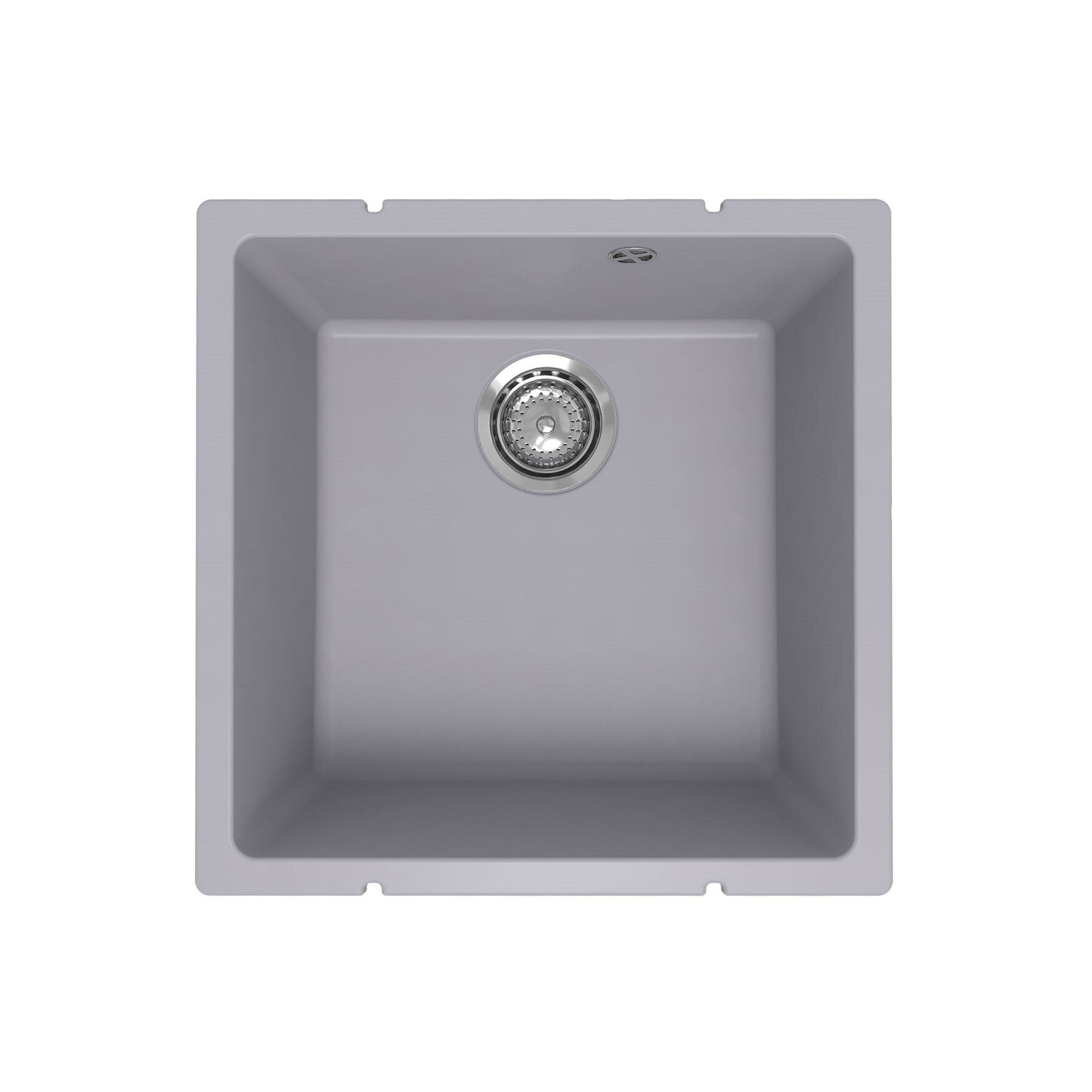 Мойка для кухни Ulgran Quartz 45х45 Under 400-05 бетон, 1 чаша, кварцевый композит