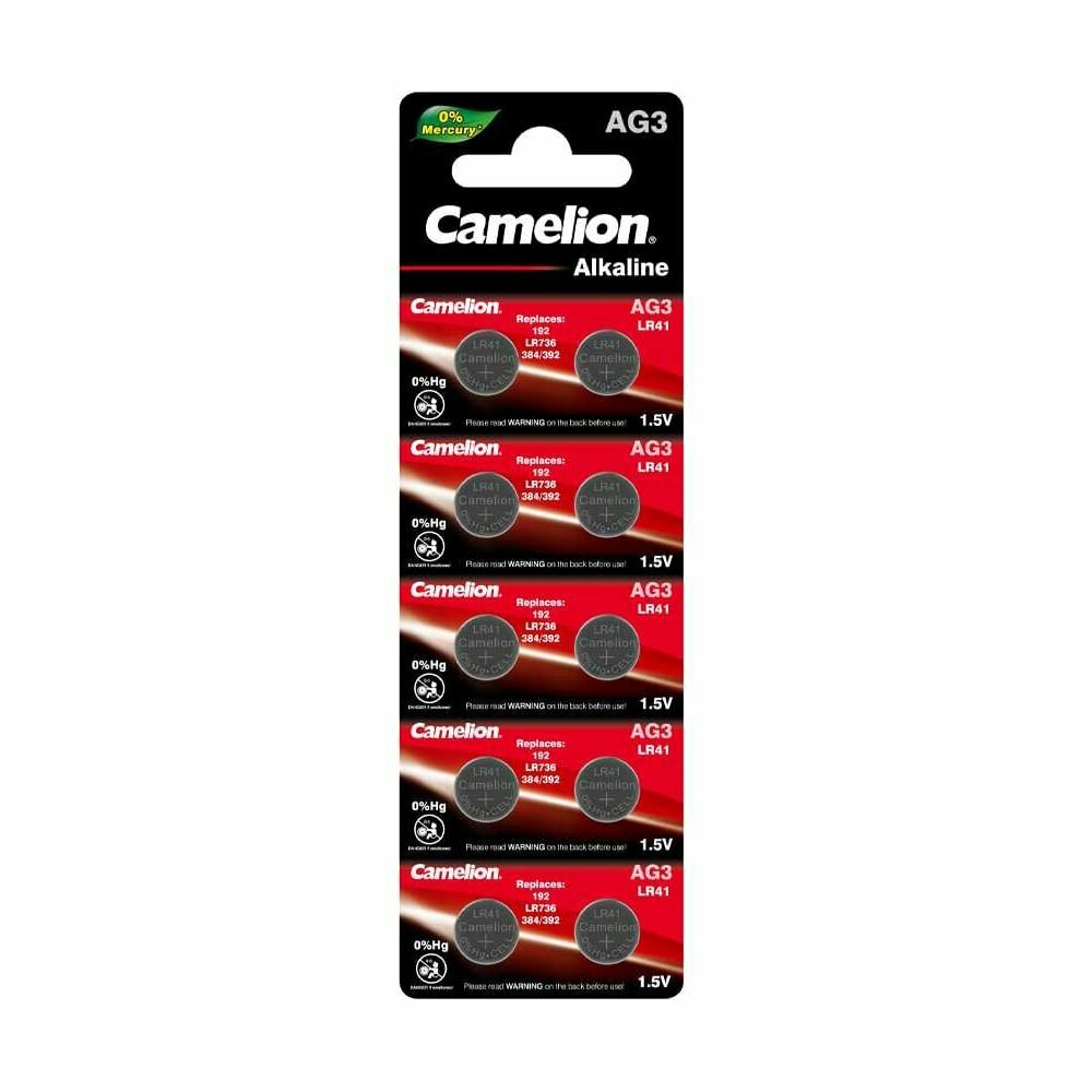 Батарейка для часов Camelion G3 BL-10 Mercury Free AG3-BP10 0%Hg 392A/LR41/192 12811