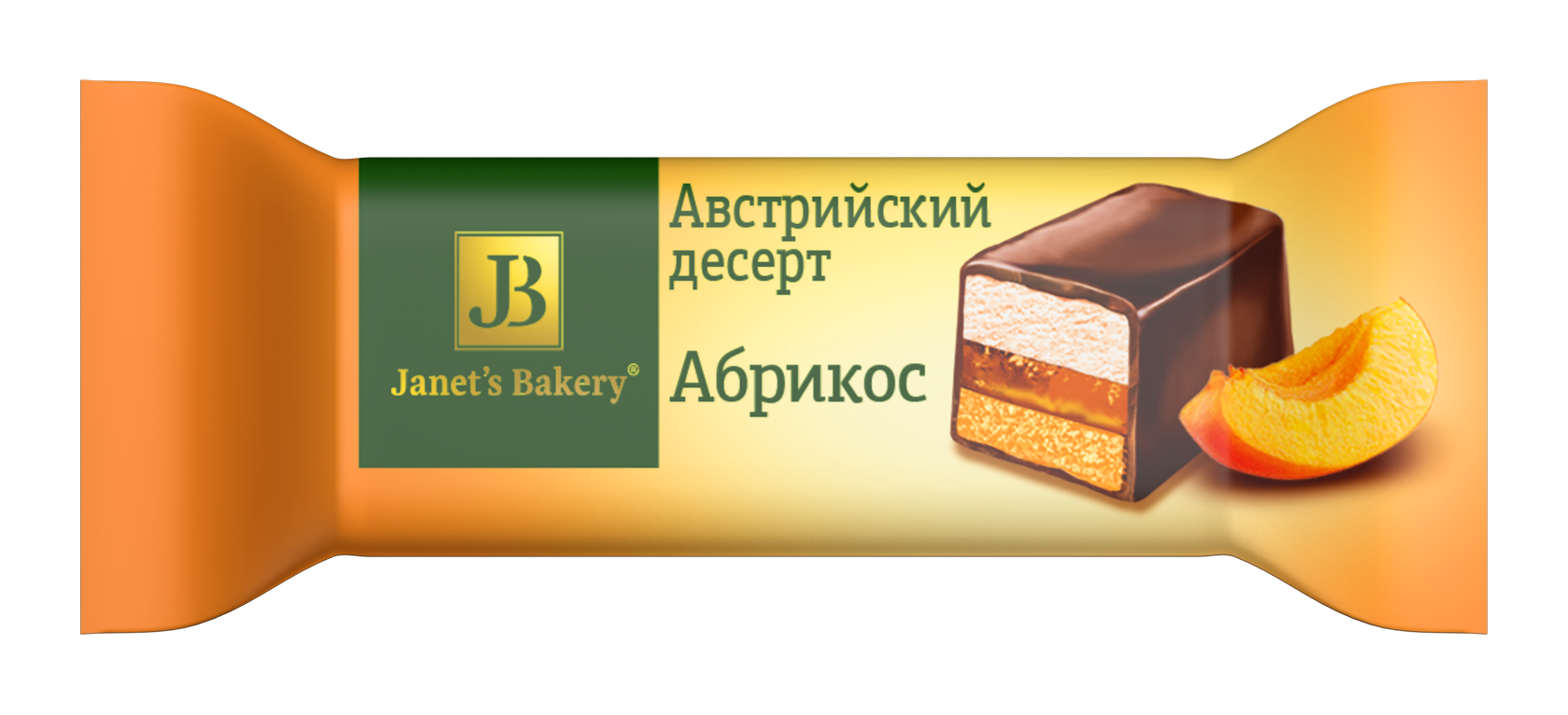 Австрийский десерт "Абрикос" Janet's Bakery, 500г, молочный шоколад