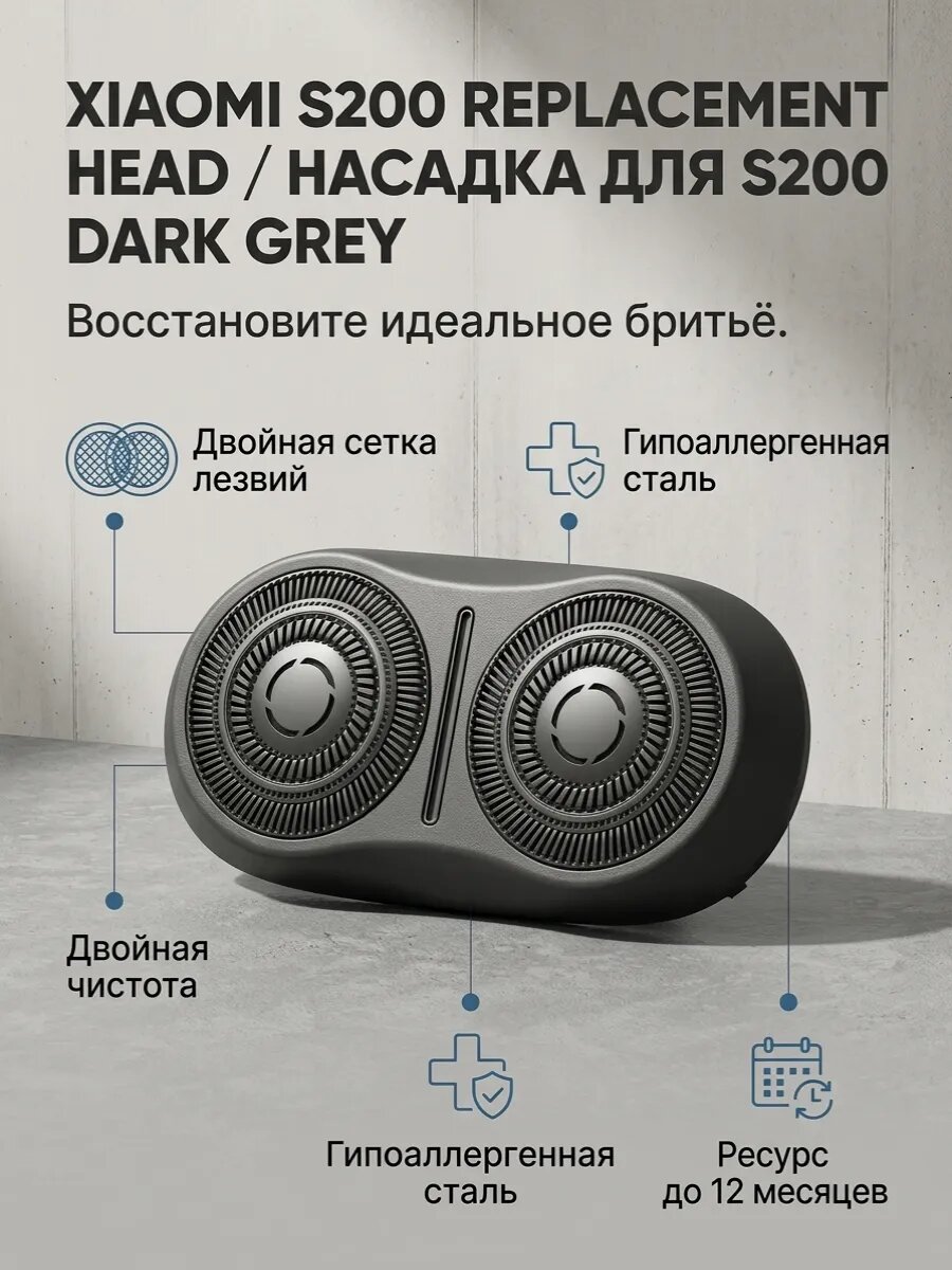Сменная насадка Xiaomi Electric Shaver S200 Replacement Head Grey EU BHR9532GL